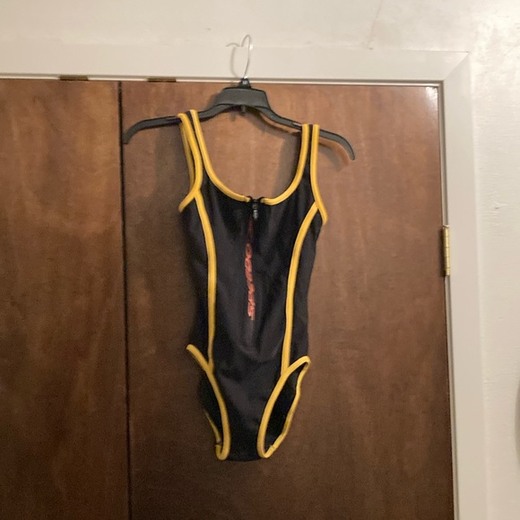 Speedo | Swim | Speedo Black And Yellow Onepiece Swimsuit | Poshmark